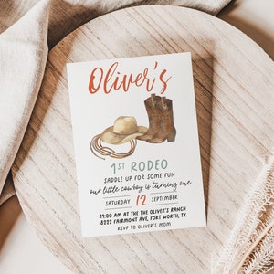 Editable 1st Rodeo Birthday Invitation Template Our Little Cowboy is ...