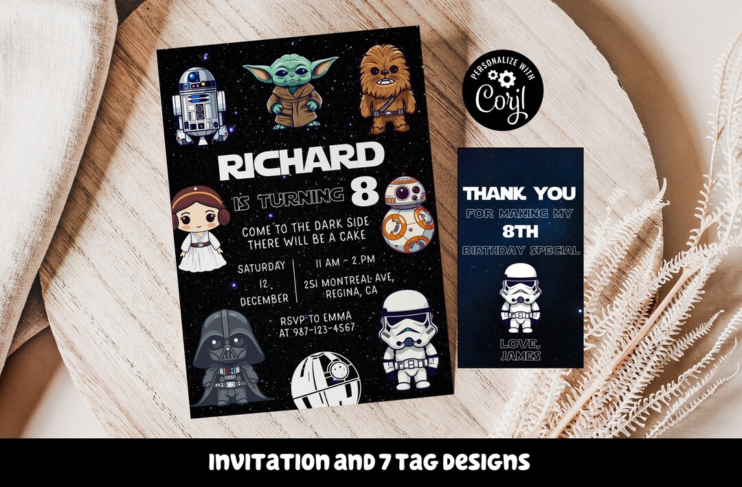Editable Star War Birthday Invitation Template Printable Birthday Party ...