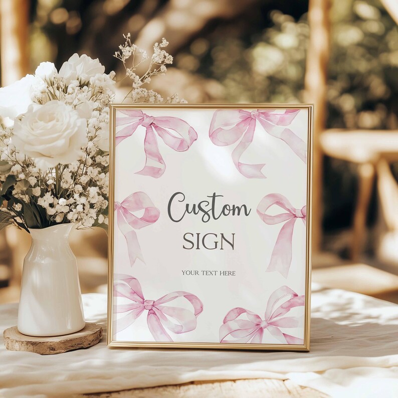 Pink Bow Baby Shower Signs Pink Bow Baby Editable Signs 8x10 Custom ...