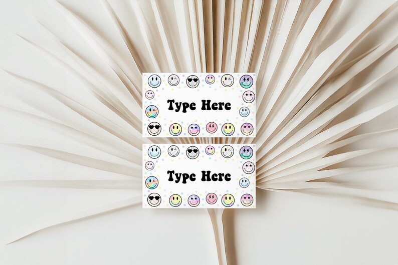 Editable Pastel Smiley Face Birthday Food Label Template Girl's Rainbow ...