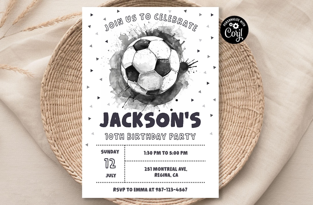 Editable Soccer Invitation Template Printable Soccer Birthday Party ...