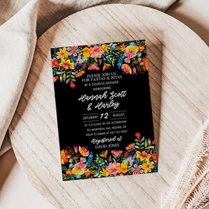 Editable Mexican Floral Party Invitations Bold Colors With Black ...
