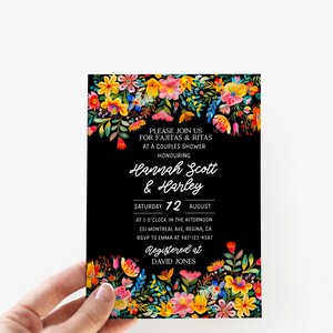 Editable Mexican Floral Party Invitations Bold Colors With Black ...
