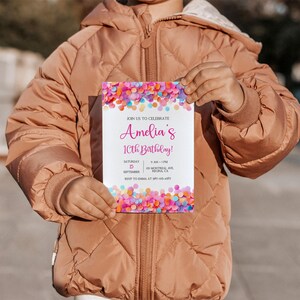 Editable Confetti Party Invitation Colourful Confetti Invite Birthday ...