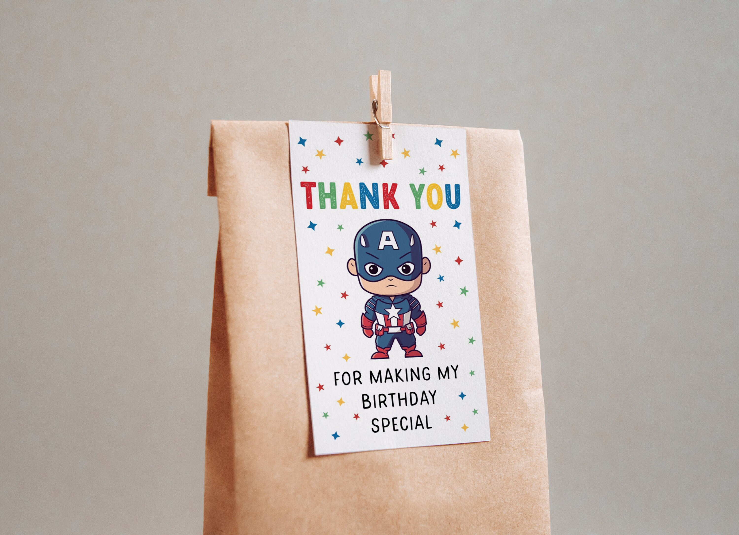 Editable Superheroes Birthday Thank You Tag Superhero Birthday Gift Tag ...