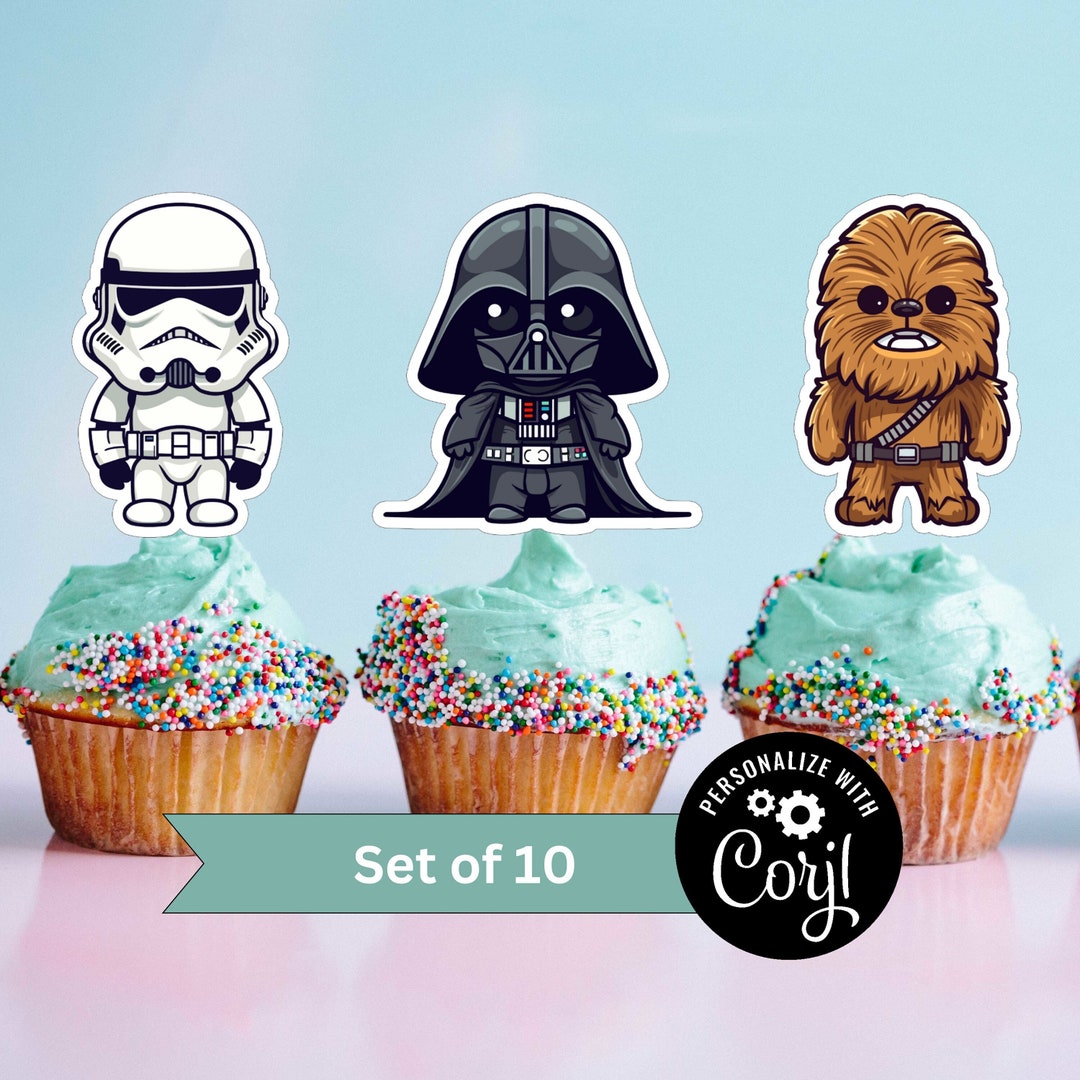 Editable Star War Birthday Cupcake Toppers Template Printable Birthday ...