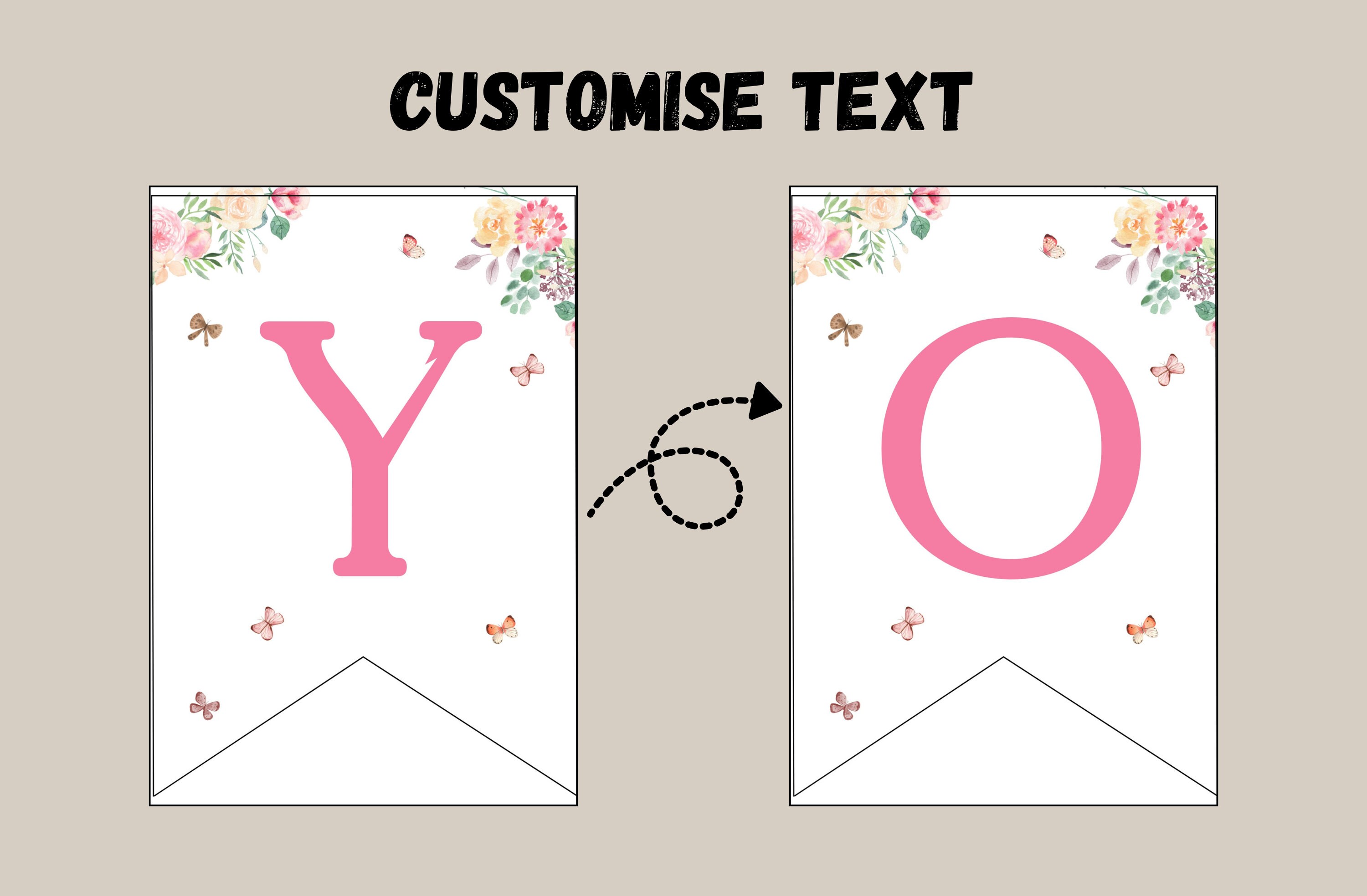 Editable Fairy First Birthday Banner Girl 1st Birthday Banner Pink ...