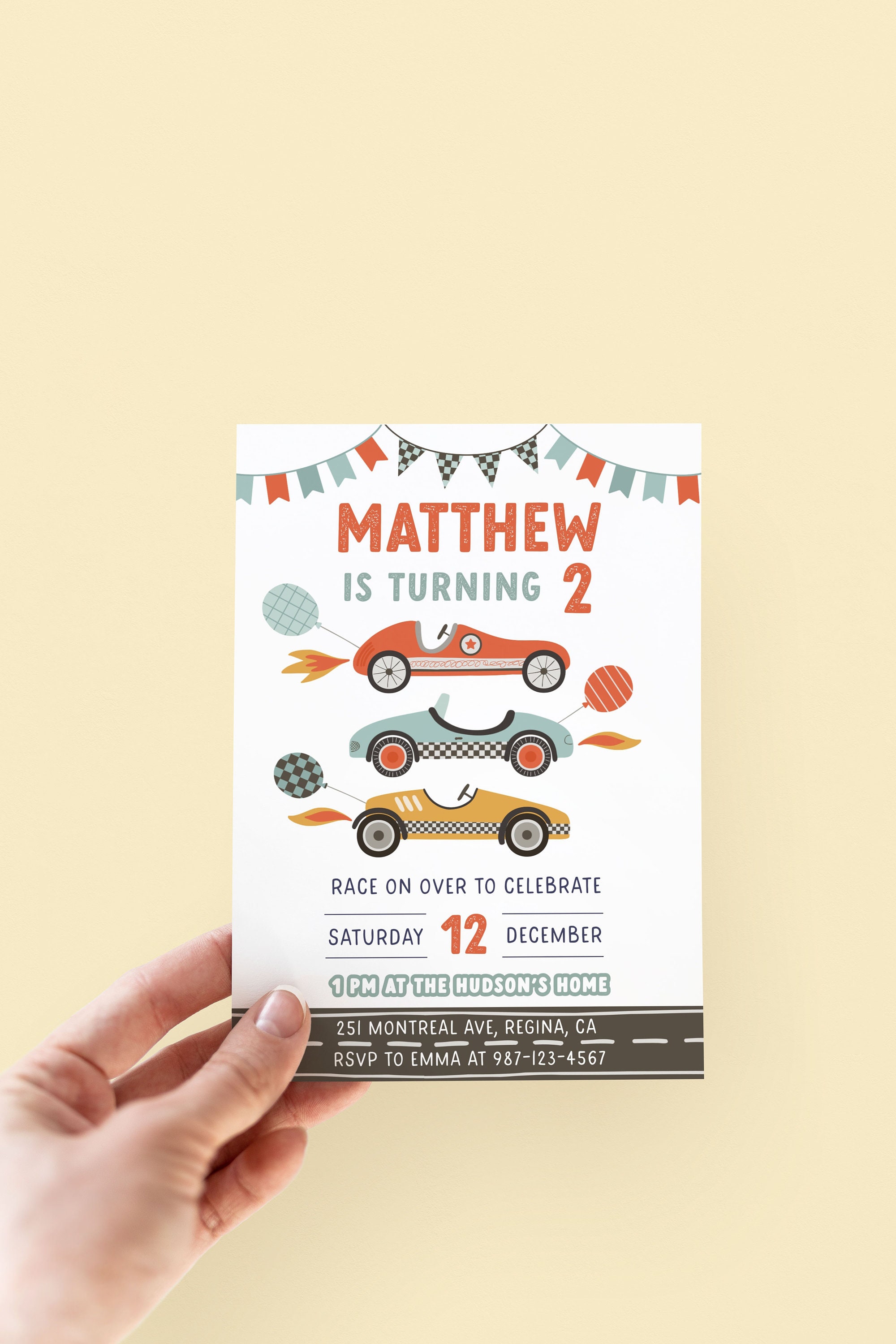 Editable Hot Cars Birthday Invitation Wheels Party Invite Racing Cars ...