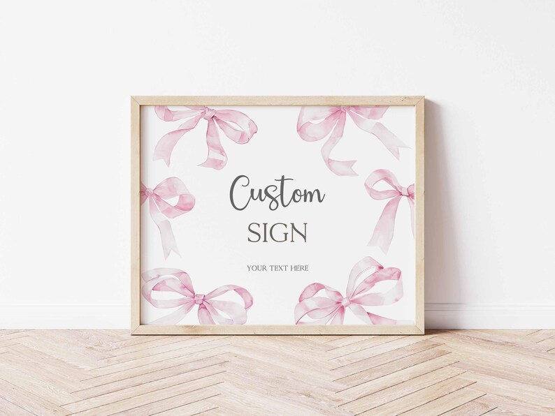 Pink Bow Baby Shower Signs Pink Bow Baby Editable Signs 8x10 Custom ...