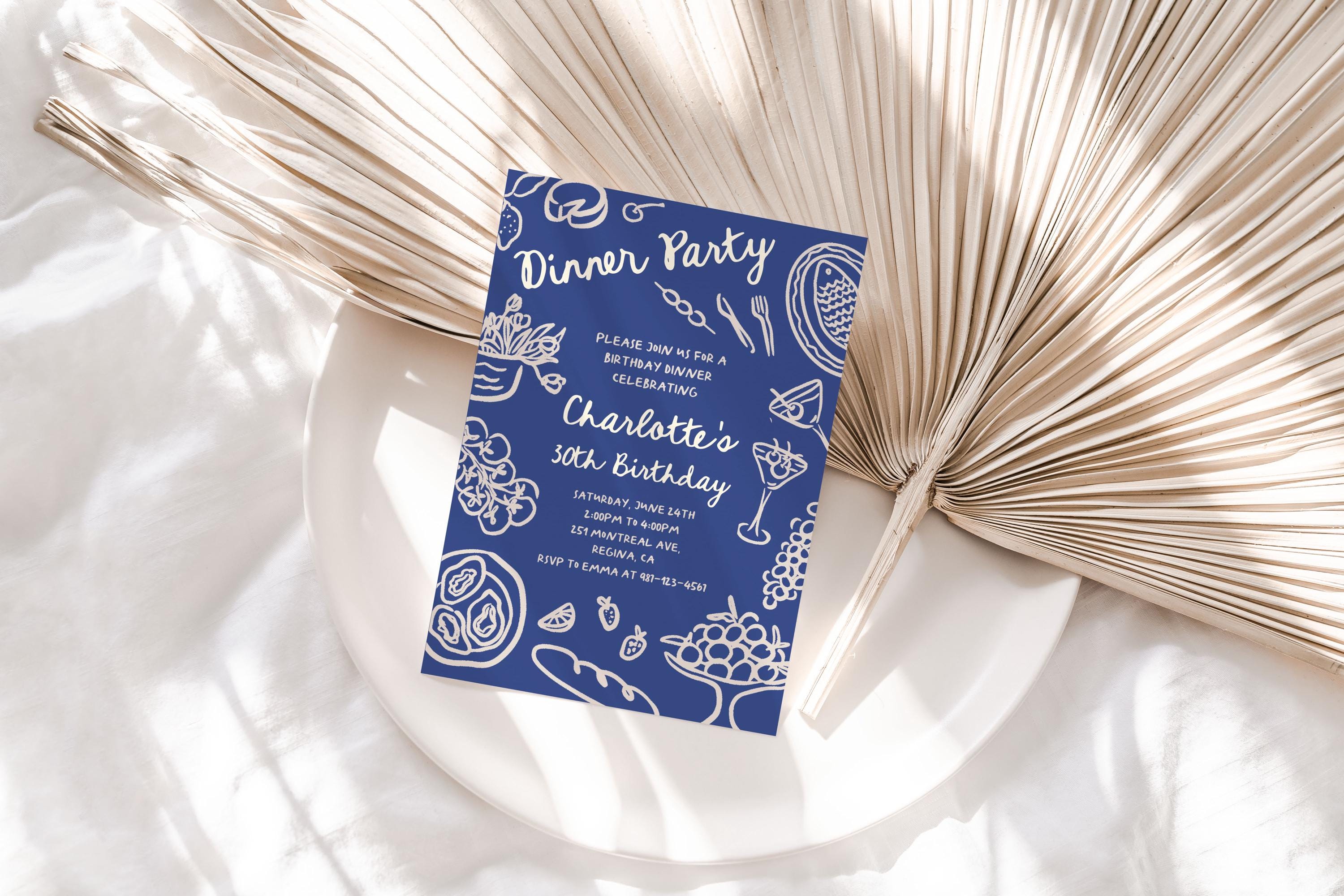 Chic Birthday Hand Drawn Invite Rehearsal Dinner Whimsical Birthday ...