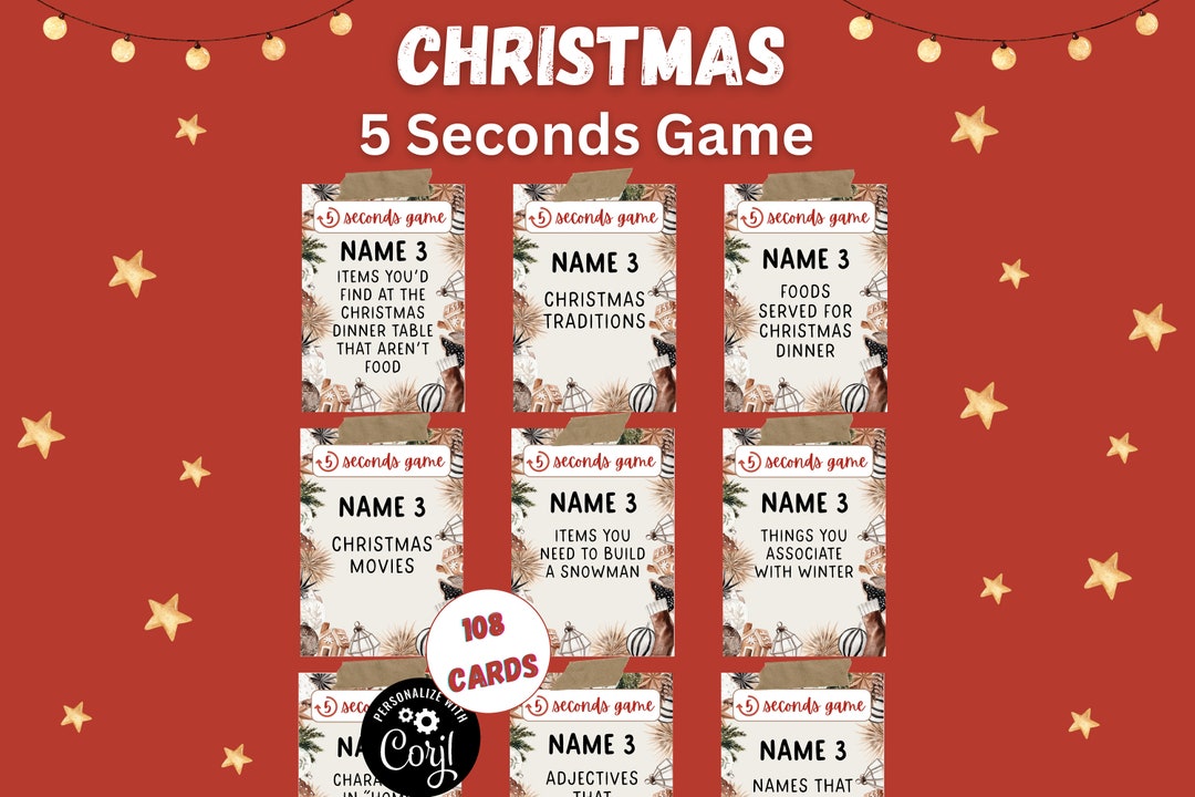 EDITABLE Christmas 5 Second Game Printable Christmas Game Christmas ...