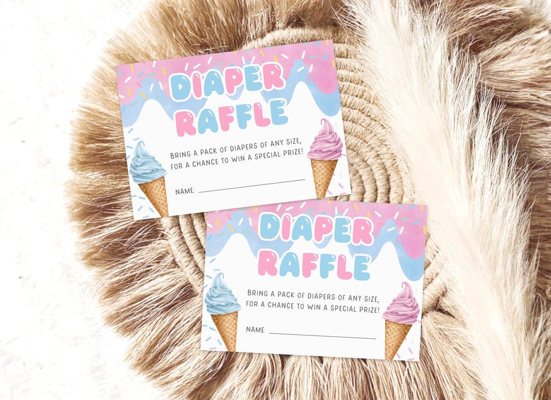 Diaper Raffle Template Ice Cream Gender Reveal Diaper Request Card Baby ...