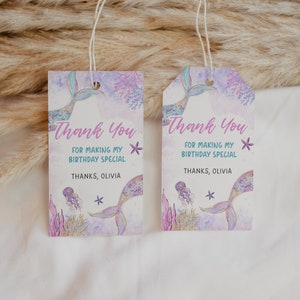 Editable Mermaid Tail Birthday Mermaid Party Gift Tag Mermaid Bash ...