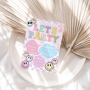 Party Patch Letter Birthday Party Invitation Template Girl Birthday ...