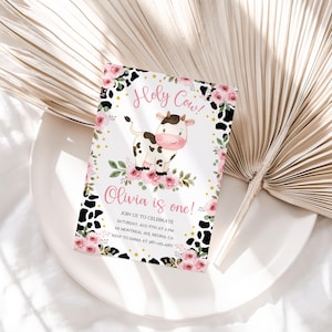 Editable Holy Cow Im One Holy Cow Invitation Holy Cow Birthday 1st ...