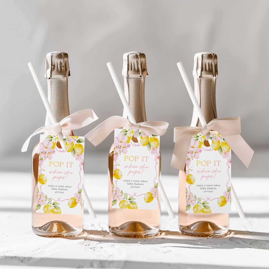 Pop It When She Pops Enjoy A Toast Label Pop It Baby Shower Favors Pop ...
