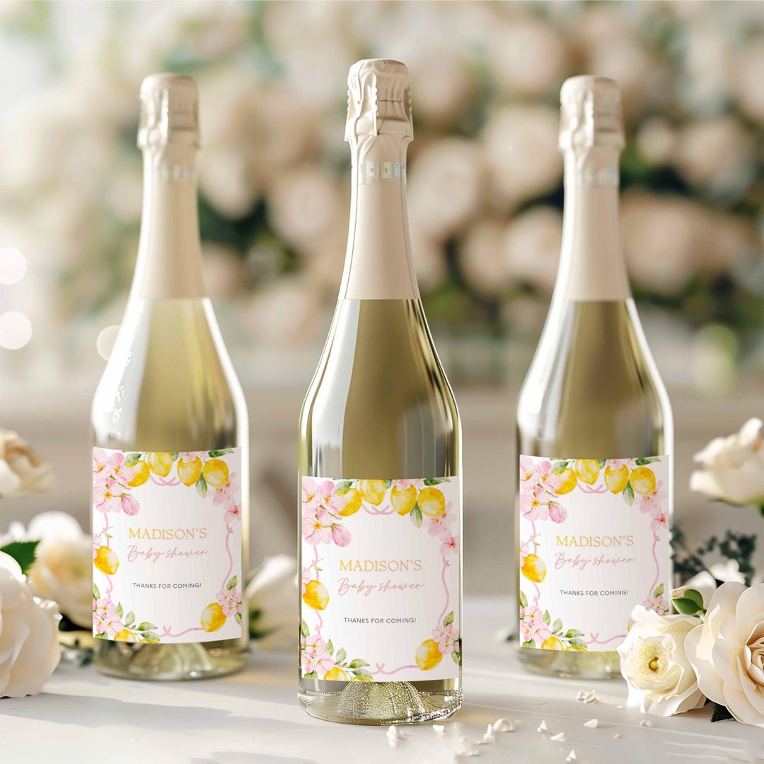 Mini Champagne Label Template Citrus Labels Baby Shower Favours Mini ...