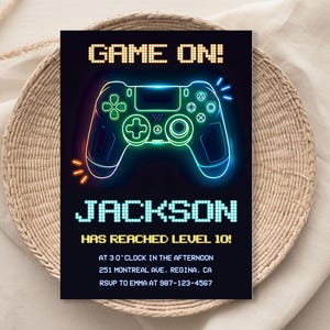 Editable Video Game Party Invitation Printable Gamer Birthday Invite ...