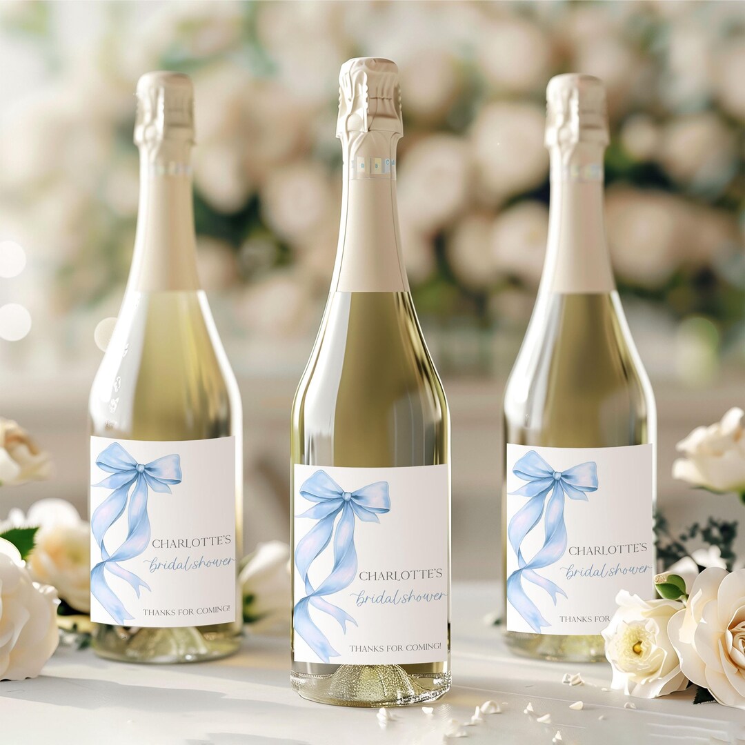 Blue Bow Wine Label Tying the Knot Bridal Shower Cheers to the Future ...