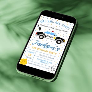 Editable Police Birthday Mobile Template Police Officer Invitation Cop ...