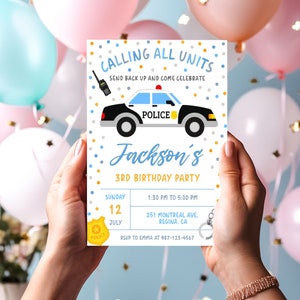 Editable Police Birthday Invitation Template Police Officer Invitation ...