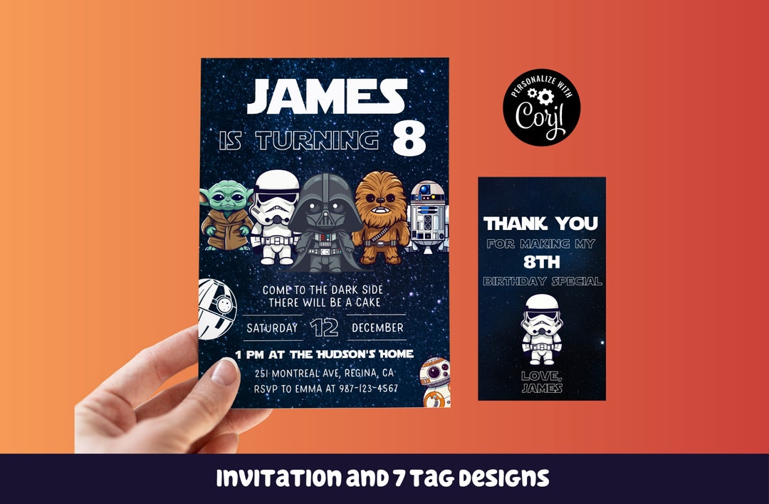 Editable Star War Birthday Invitation Template Printable Birthday Party ...
