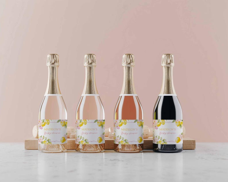 Mini Champagne Label Template Citrus Labels Baby Shower Favours Mini ...