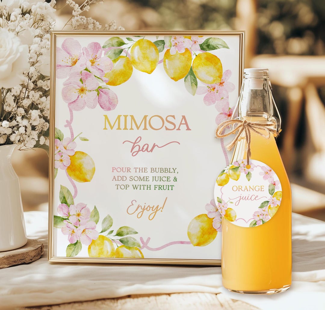 Citrus Mimosa Bar Sign Mimosa Sign Juice Labels Mimosa Juice Tags Lemon ...