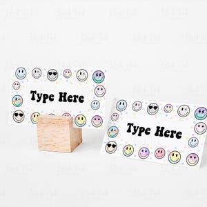 Editable Pastel Smiley Face Birthday Food Label Template Girl's Rainbow ...