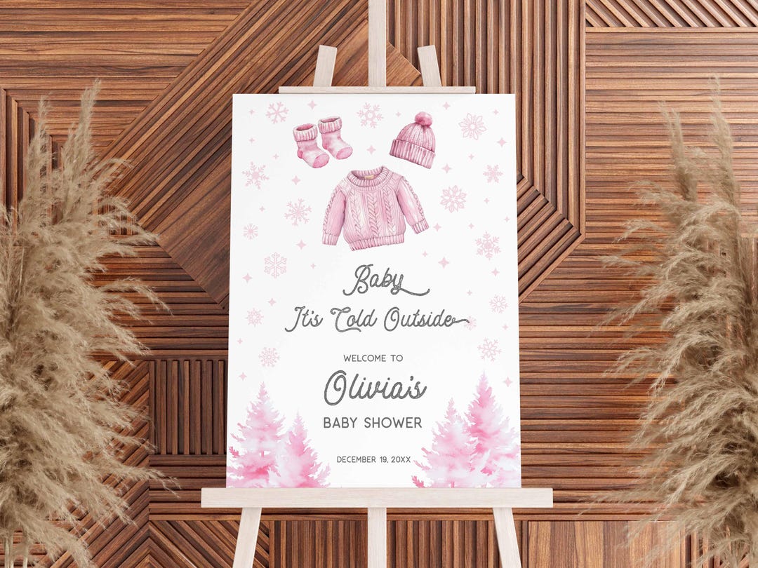 Baby It's Cold Outside Welcome Sign Template, Winter Baby Shower Sign ...