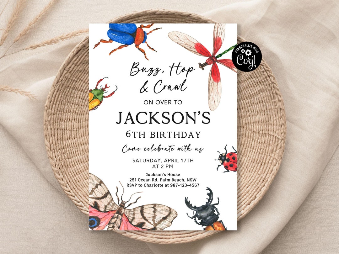 Editable Bug Invitation Bugs Birthday Invite Crawl Invitation Bug Hunt ...