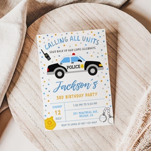 Editable Police Birthday Invitation Template Police Officer Invitation ...