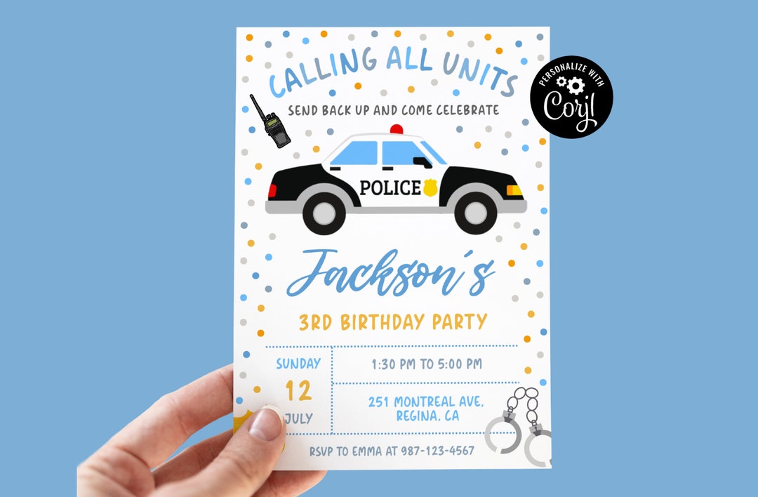 Editable Police Birthday Invitation Template Police Officer Invitation ...