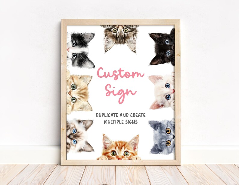Cat Custom Sign Template Custom Cat Signs Birthday Party Cat Table Sign ...