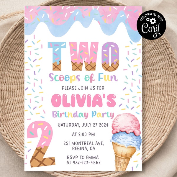 Two Scoops Birthday Party - Etsy