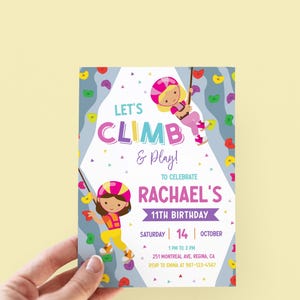 Editable Rock Climbing Birthday Invitation Indoor Climbing Party Invite ...