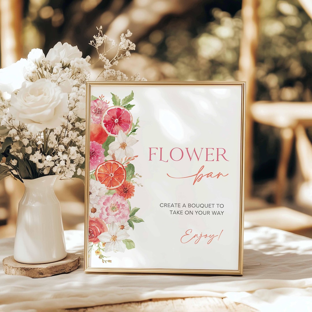 Flower Bar Sign Template Editable Bridal Shower Flower Station Sign ...