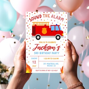 Fire Truck Birthday Invitation Firetruck Invitation Fire Engine ...