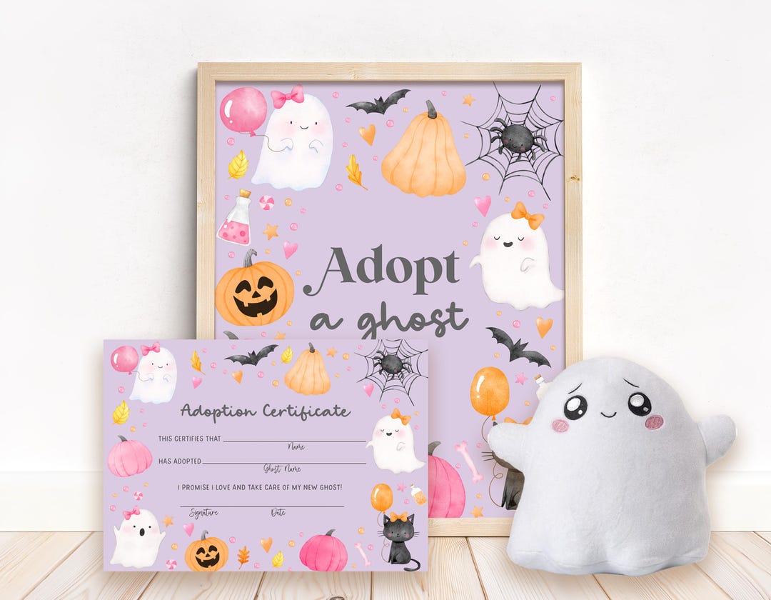 Ghost Adoption Center Sign and Certificate Adopt A Ghost Purple ...
