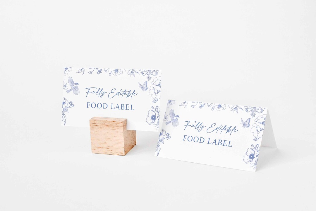Editable Food Label Template Food Tent Blue Bridal Shower Food Tent ...