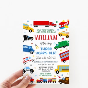 Editable Transportation Invitation Honk Beep Choo Choo Train Truck ...