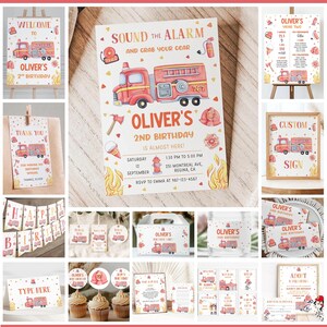 Firetruck Banner Fire Truck Birthday Bunting Fire Engine Birthday ...