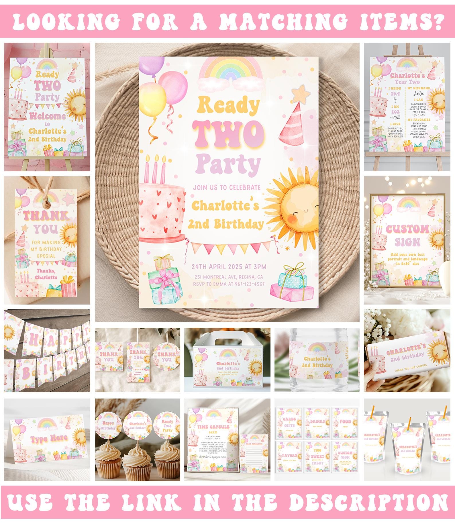 Ready Two Party Milestones Girl 2nd Birthday Milestone Board Spring ...