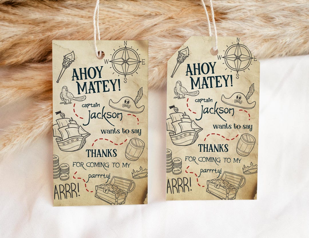 Pirate Gift Tag Pirate Birthday Thank You Tag Pirate Favor Tags Pirates ...
