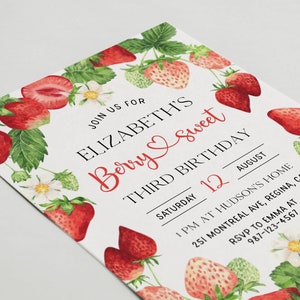 Editable Berry Sweet Birthday Invitation Template Berry First ...