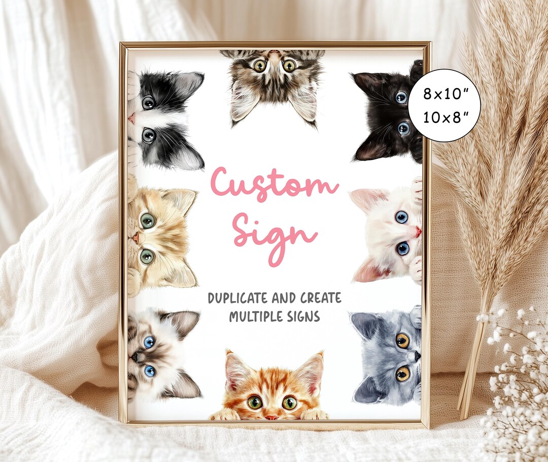 Cat Custom Sign Template Custom Cat Signs Birthday Party Cat Table Sign ...