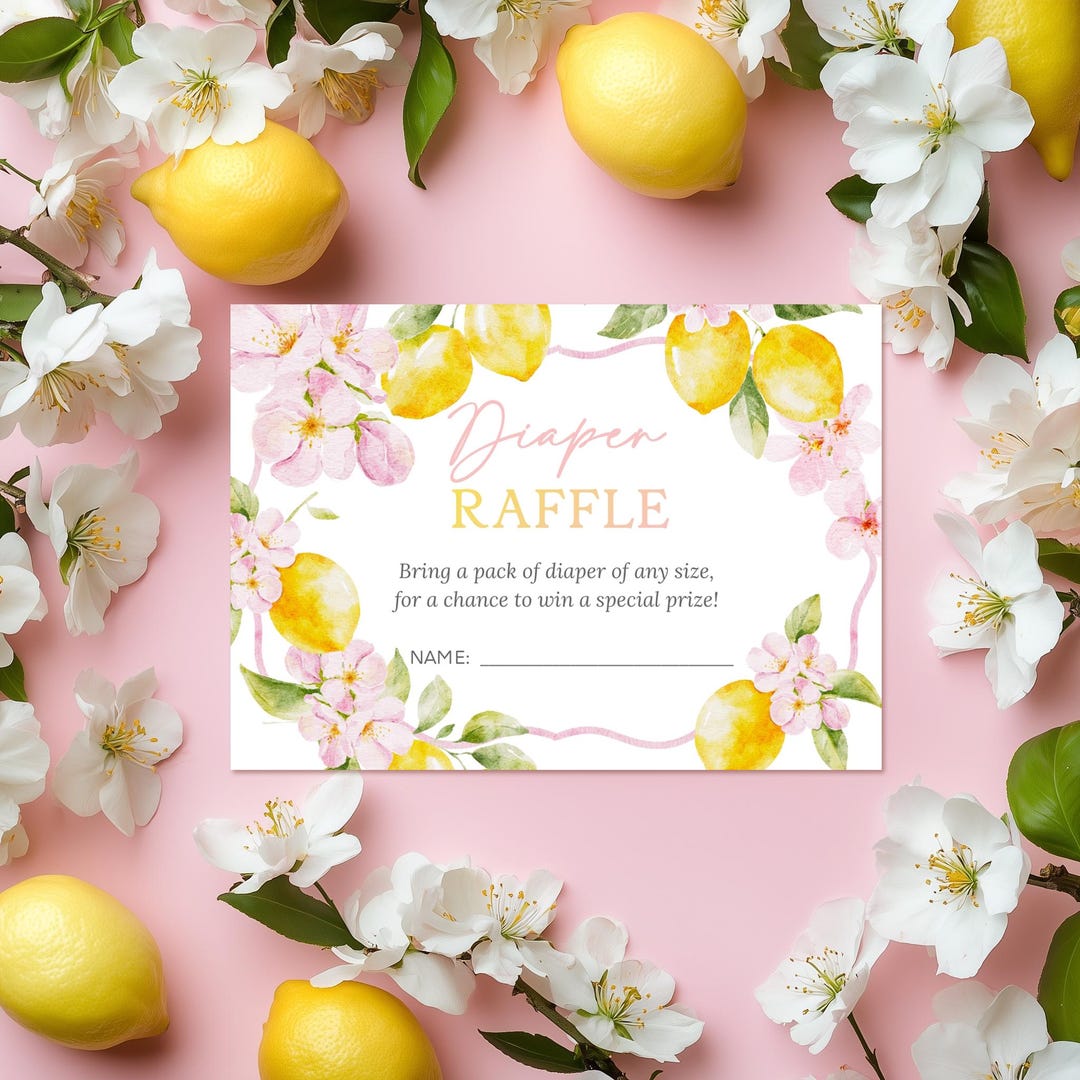 Floral Diaper Raffle Template Nappy Game Baby Shower Citrus Baby Shower ...