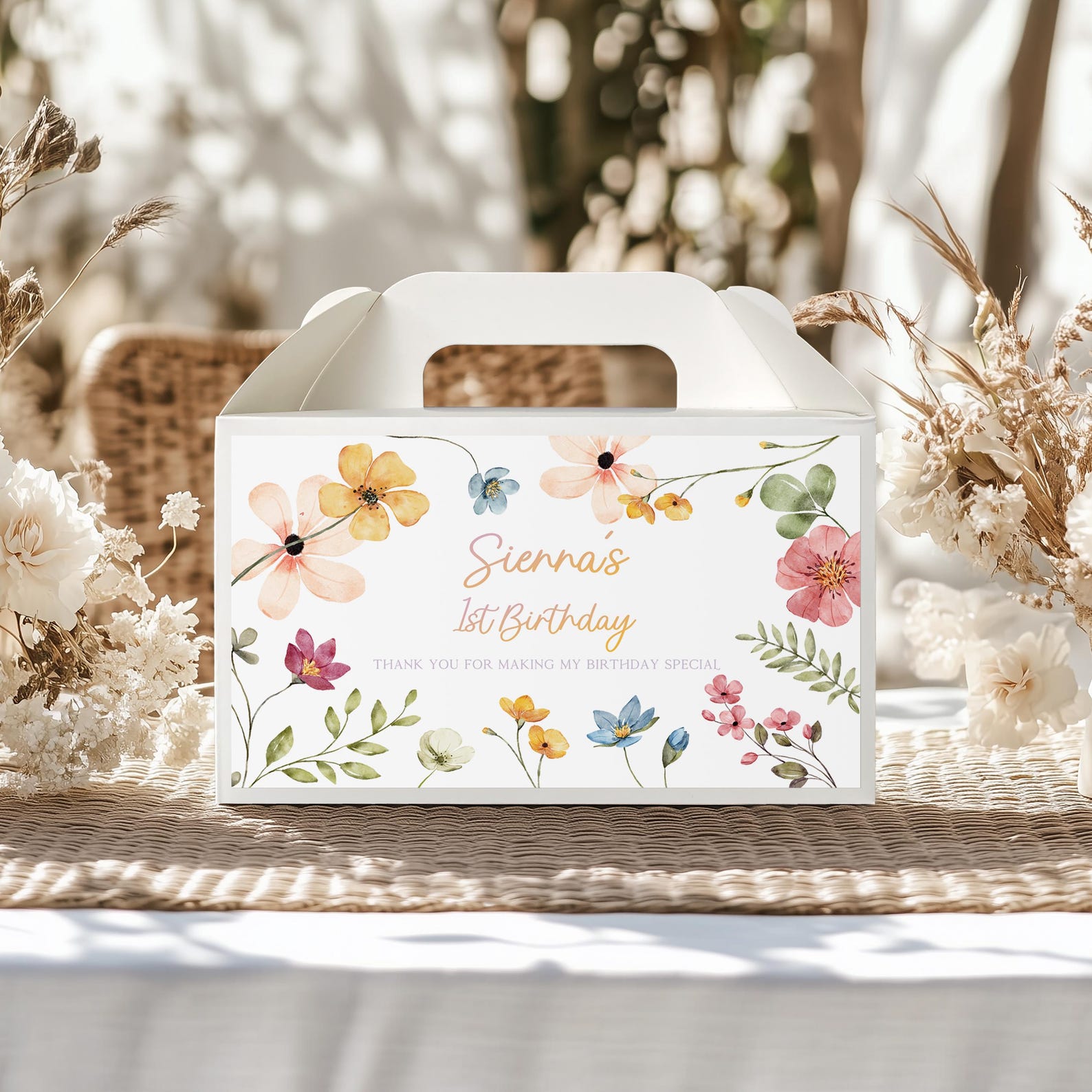 Wildflower Gable Box Template Wild Flower Box Sticker 1st Birthday ...