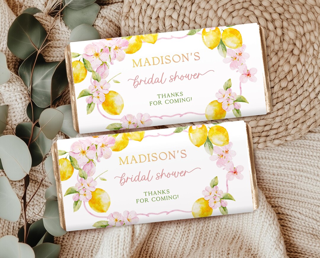 Chocolate Wrapper Template Citrus Chocolate Bridal Shower Chocolate ...