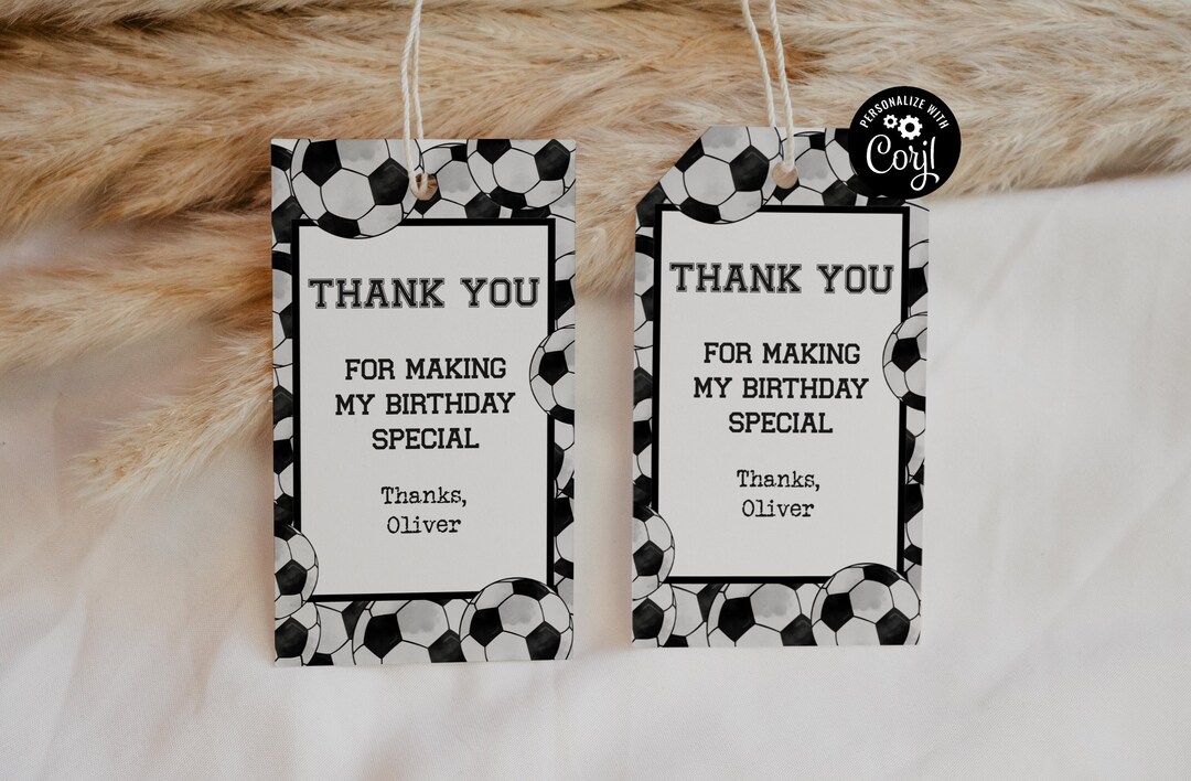 Editable Soccer Birthday Kids Soccer Gift Tag Template Printable ...